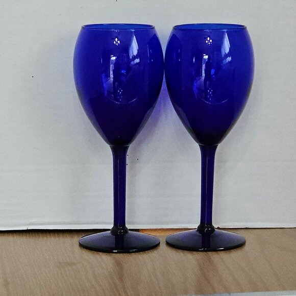 Pier 1 | Dining | 2 Pier Cobalt Blue Wine Glasses 775 Modern Glassware ...